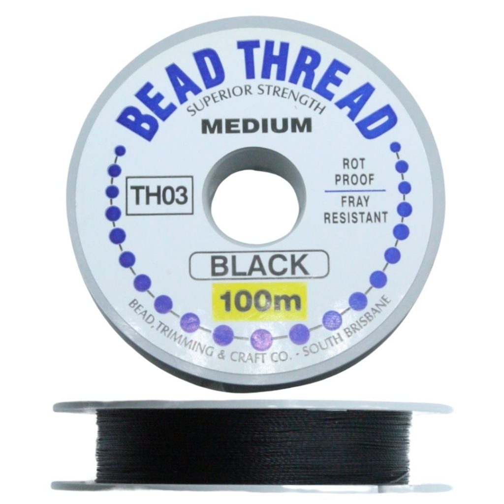 Bead Thread – Medium – 100 Meters – Black – Bead, Trimming & Craft Co