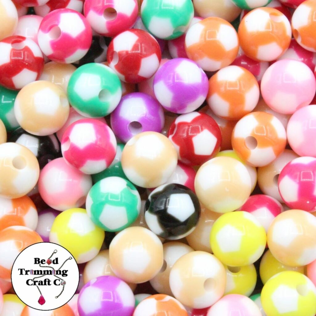 Round Bead – Soccer Ball – 12mm – Mix Colour – Bead, Trimming & Craft Co
