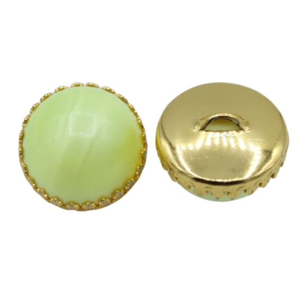 Dome Button – 12mm – Lemon / Gold – Bead, Trimming & Craft Co
