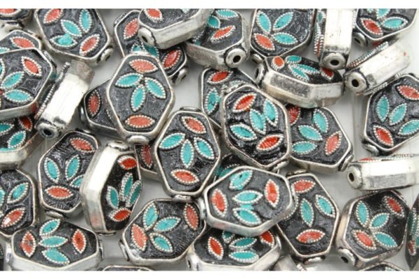 Flat Diamond Shape – 20 x 15mm – Antique Silver / Black – Bead ...