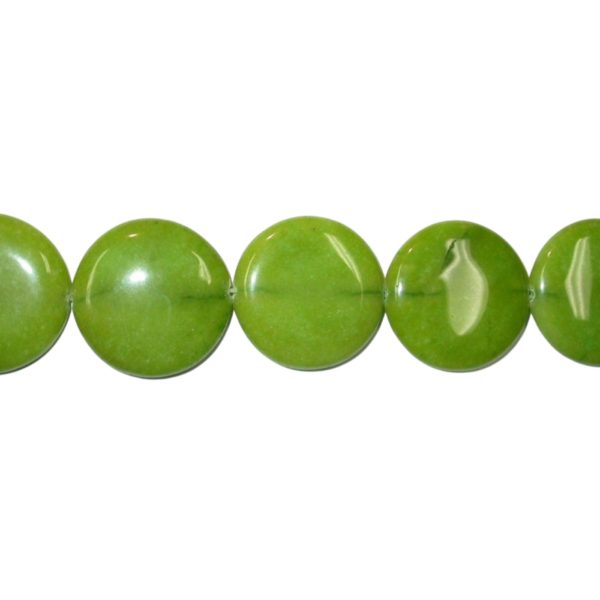 Jade Coin – 35mm – Dyed – Green – 39cm Strand – Bead, Trimming & Craft Co