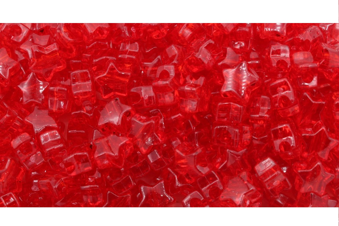 Star Pony Bead – 13mm – Transparent Red – Bead, Trimming & Craft Co