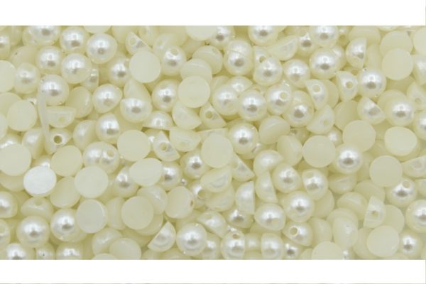 Round Flat Back Pearl – 6mm – Sew On – Cream – Bead, Trimming & Craft Co