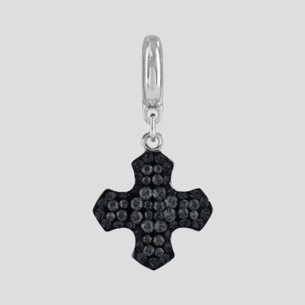 Pave Cross – 14mm – Silver Night / Jet – Bead, Trimming & Craft Co