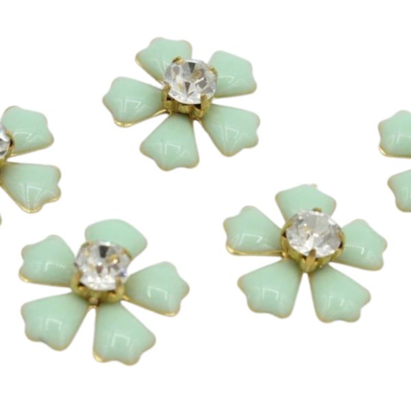 Enamel Flower – 15mm – 5 Petal / Crystal – Jade – Bead, Trimming & Craft Co