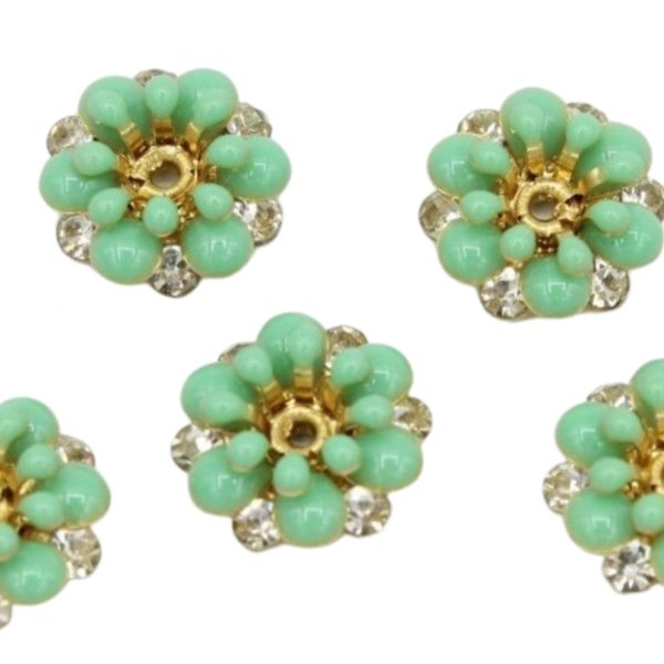 Enamel Flower – 11mm – 6 Petal / Crystal – Green – Bead, Trimming ...