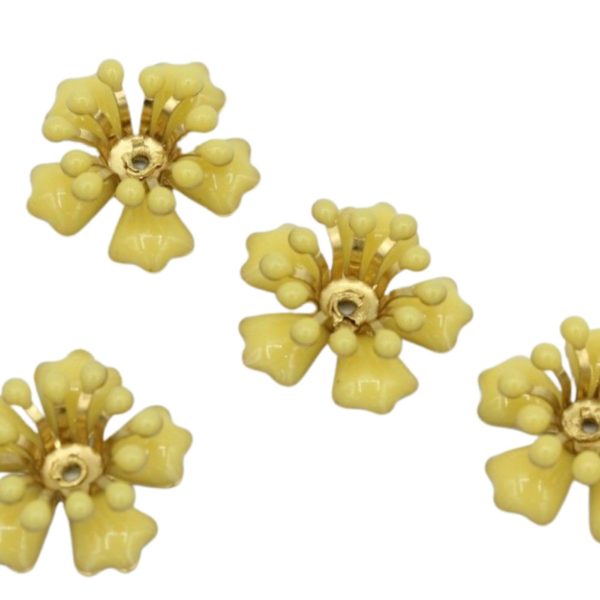 Enamel Flower – 15mm – Stamen – Yellow – Bead, Trimming & Craft Co