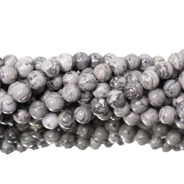Grey Silk Jasper – 8mm Round – 39cm Strand – Bead, Trimming & Craft Co