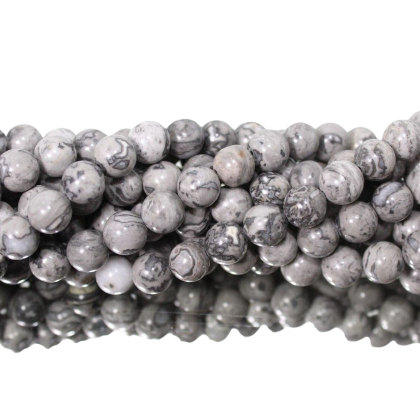 Grey Silk Jasper – 8mm Round – 39cm Strand – Bead, Trimming & Craft Co