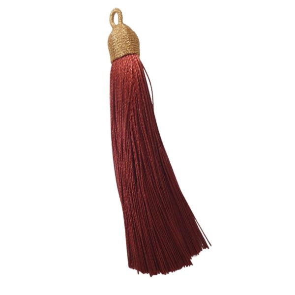 Tassel With Gold Cap – 8cm – Brown – Bead, Trimming & Craft Co