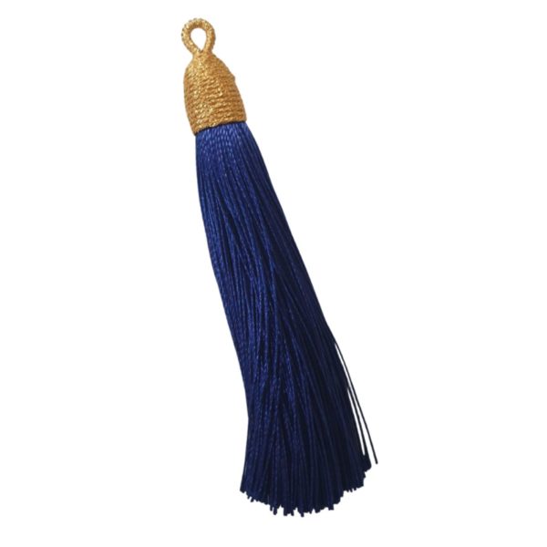 Tassel With Gold Cap – 8cm – Dark Blue – Bead, Trimming & Craft Co