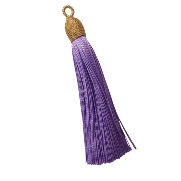Tassel With Gold Cap – 8cm – Purple – Bead, Trimming & Craft Co
