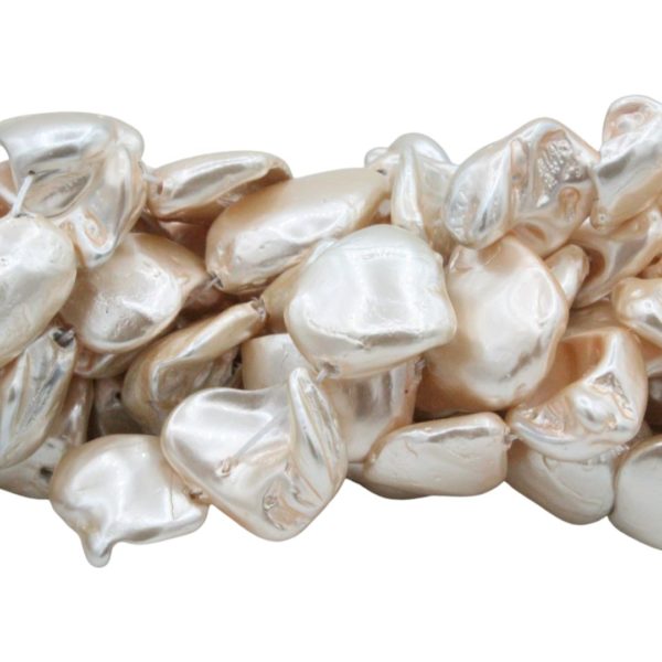 Shell Pearl – River Nugget – 20mm – 38cm Strand – Apricot – Bead ...