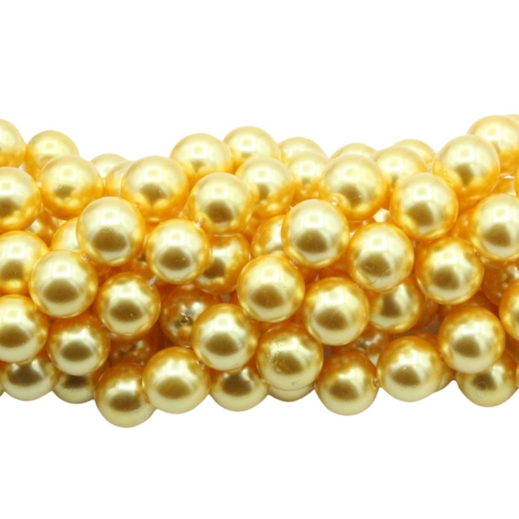 Shell Pearl – Round – 6mm – 40cm Strand – Yellow – Bead, Trimming & Craft Co