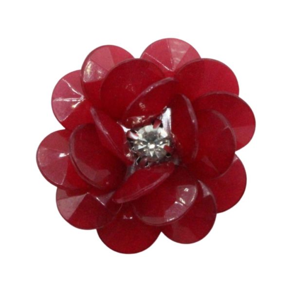 Flower Cluster with Crystal – 30mm – Burgundy – Bead, Trimming & Craft Co