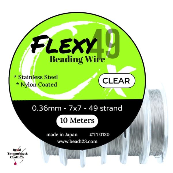 Flexy Beading Wire – 49 Strand – 0.36mm – 10mtrs – Clear – Bead ...