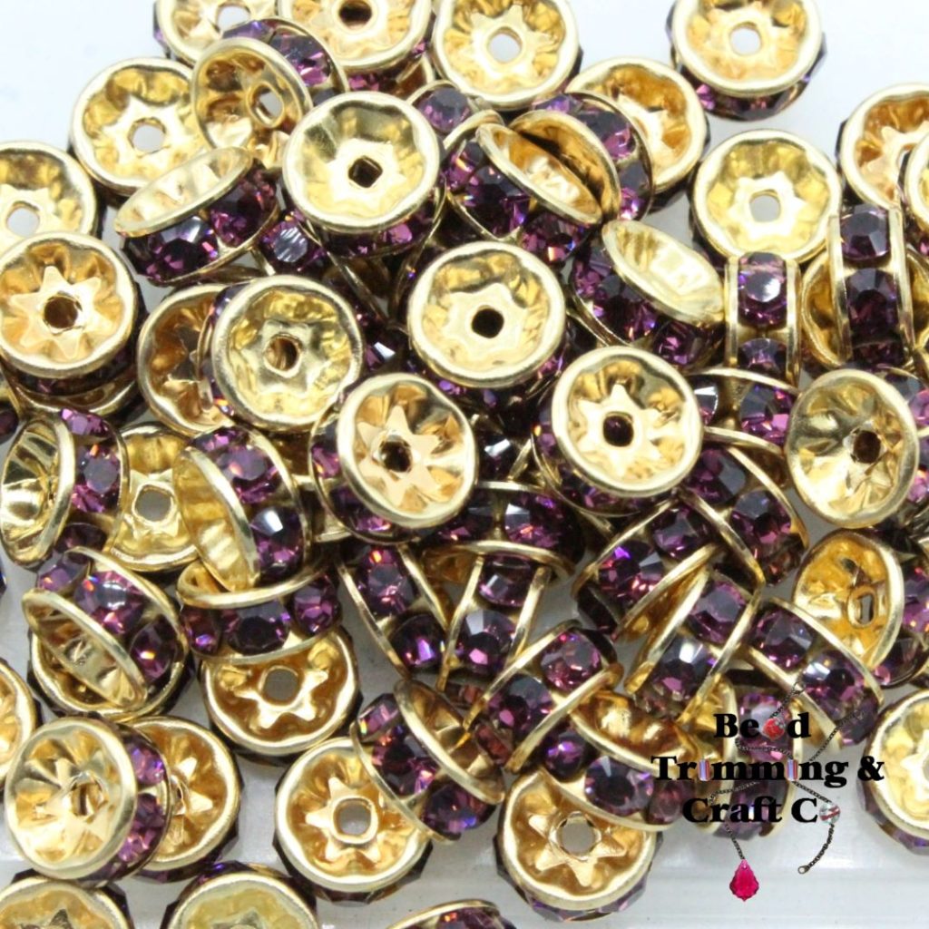 Swarovski 177508 – Rondelle – Round – 8mm – Amethyst / Gold – Bead ...