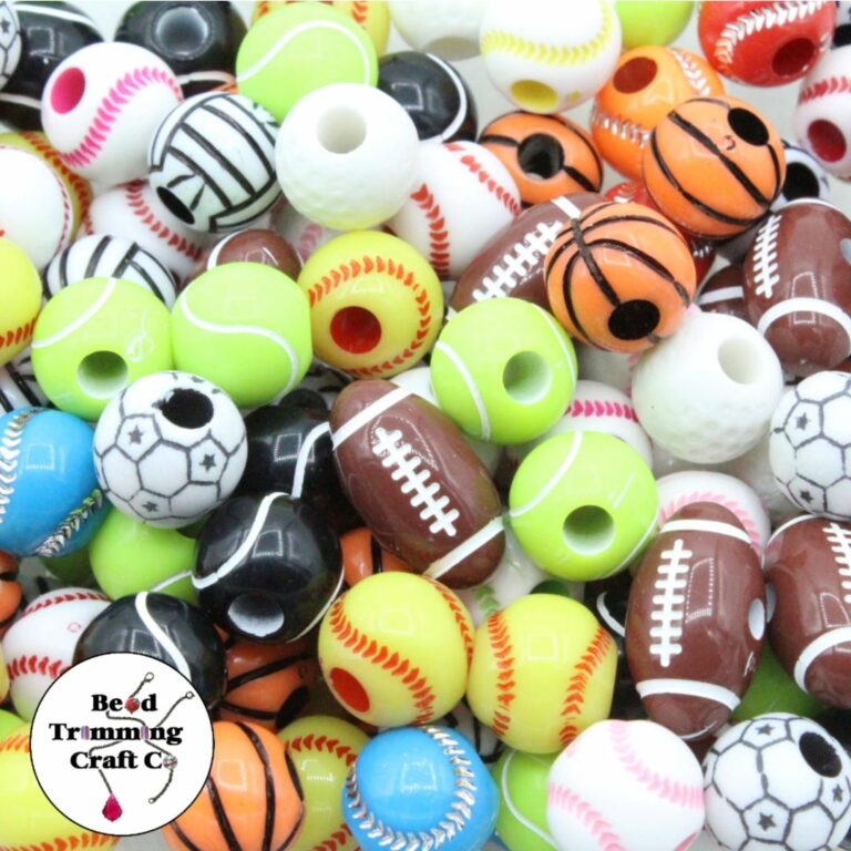 Sport Plastic Bead Mix – 10 – 12mm – 100 grams – Bead, Trimming & Craft Co