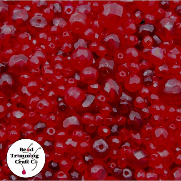 Czech Fire Polished Faceted Glass Bead Mix – 4 to 8mm – 50 grams – Red ...