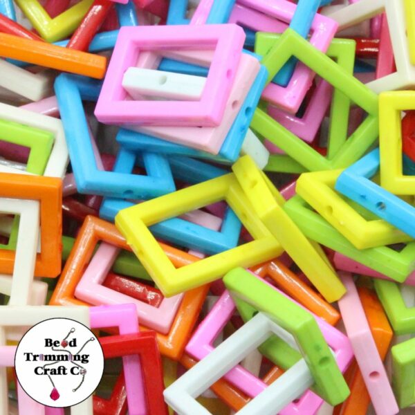 Rectangle Frame Bead – 22 x 15mm – Mix Colour – Bead, Trimming & Craft Co